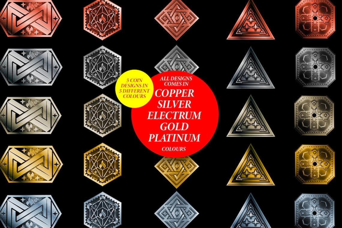 DND Coin Printable Digital Download | Game Tokens Money PDF | Pathfinder Dungeons and Dragons 5e ...