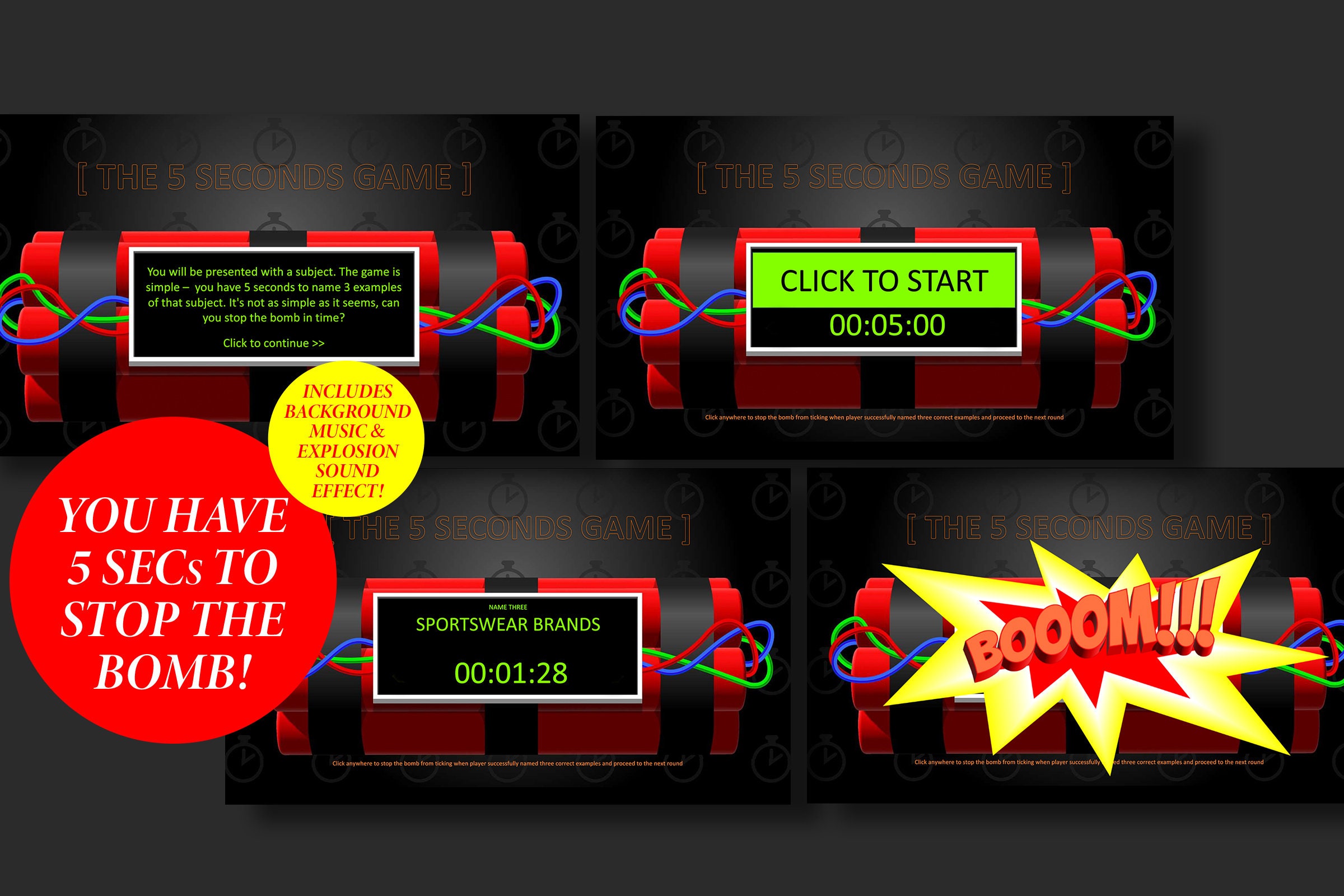 5 Seconds Game Powerpoint Editable Quiz Game Kids Party Game Family ...