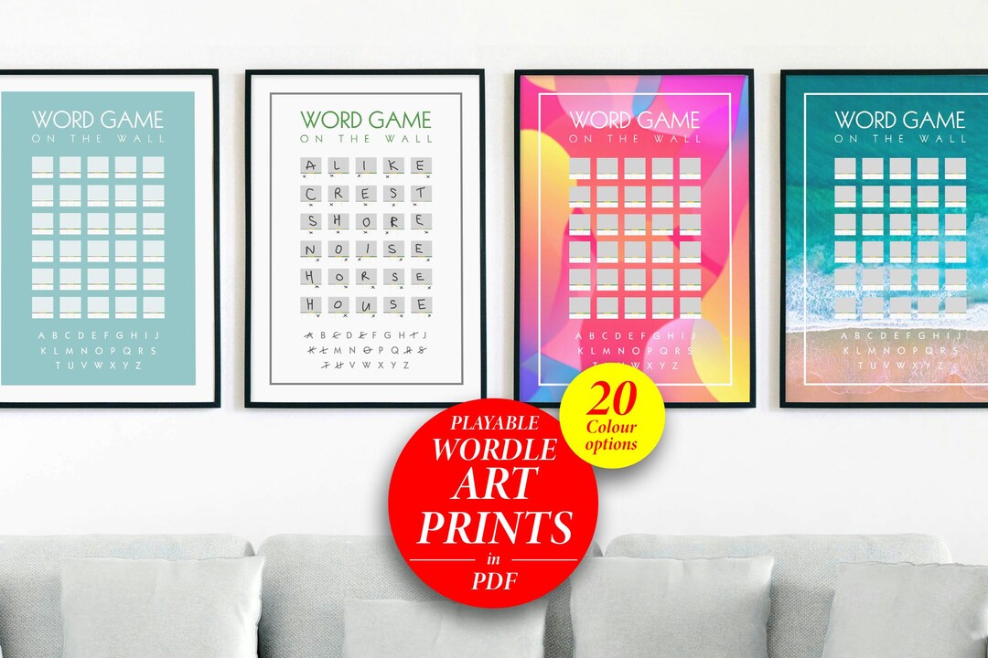 Wordle Inspired Playable Wall Poster | Fun Wall Art for Rooms & Offices ...