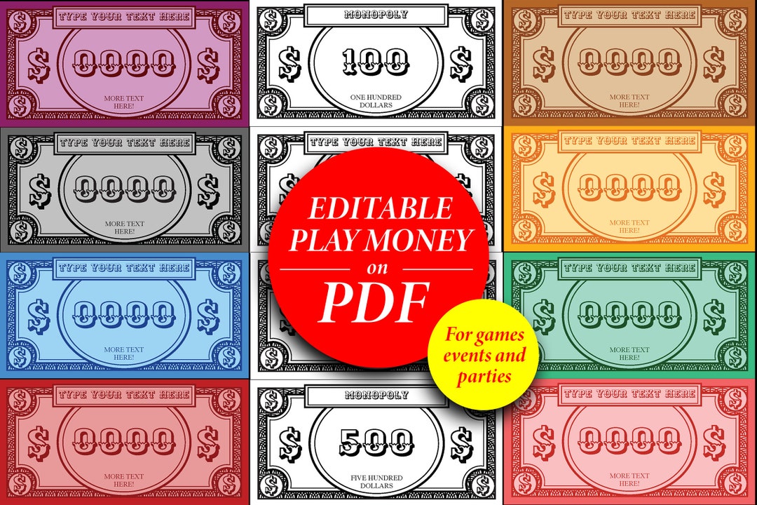 Play Money Template Editable