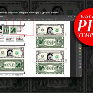 Party Money, Personalise 1 Dollar Bill, Editable Party Play Money ...