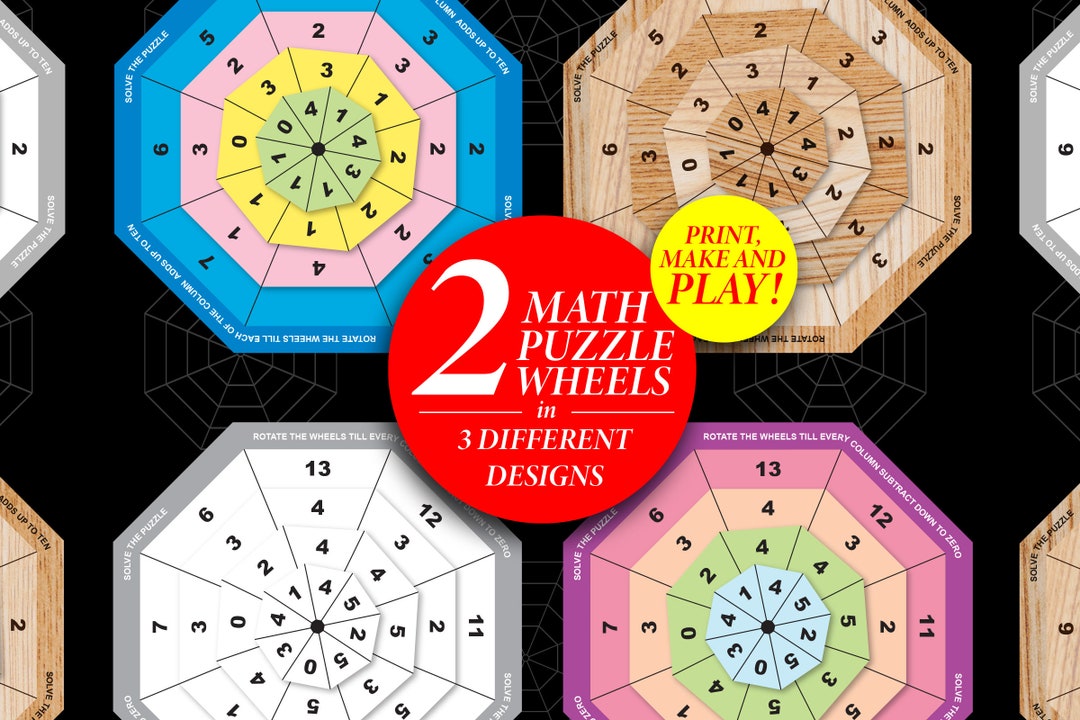 Math Number IQ Paper Puzzle Wheel | Brain Teaser | Math Subtraction ...