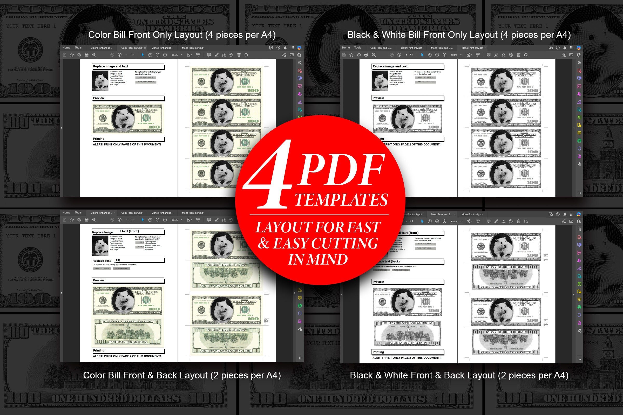 Party Money, Personalise 100 Dollar Bill, Editable Party Play Money ...