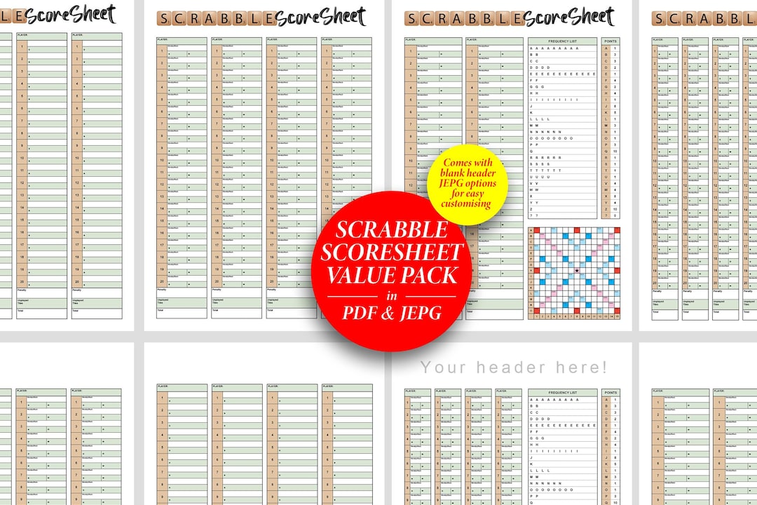 Scrabble Score Card Sheet Printable | Template Score Pads for Scrabble ...