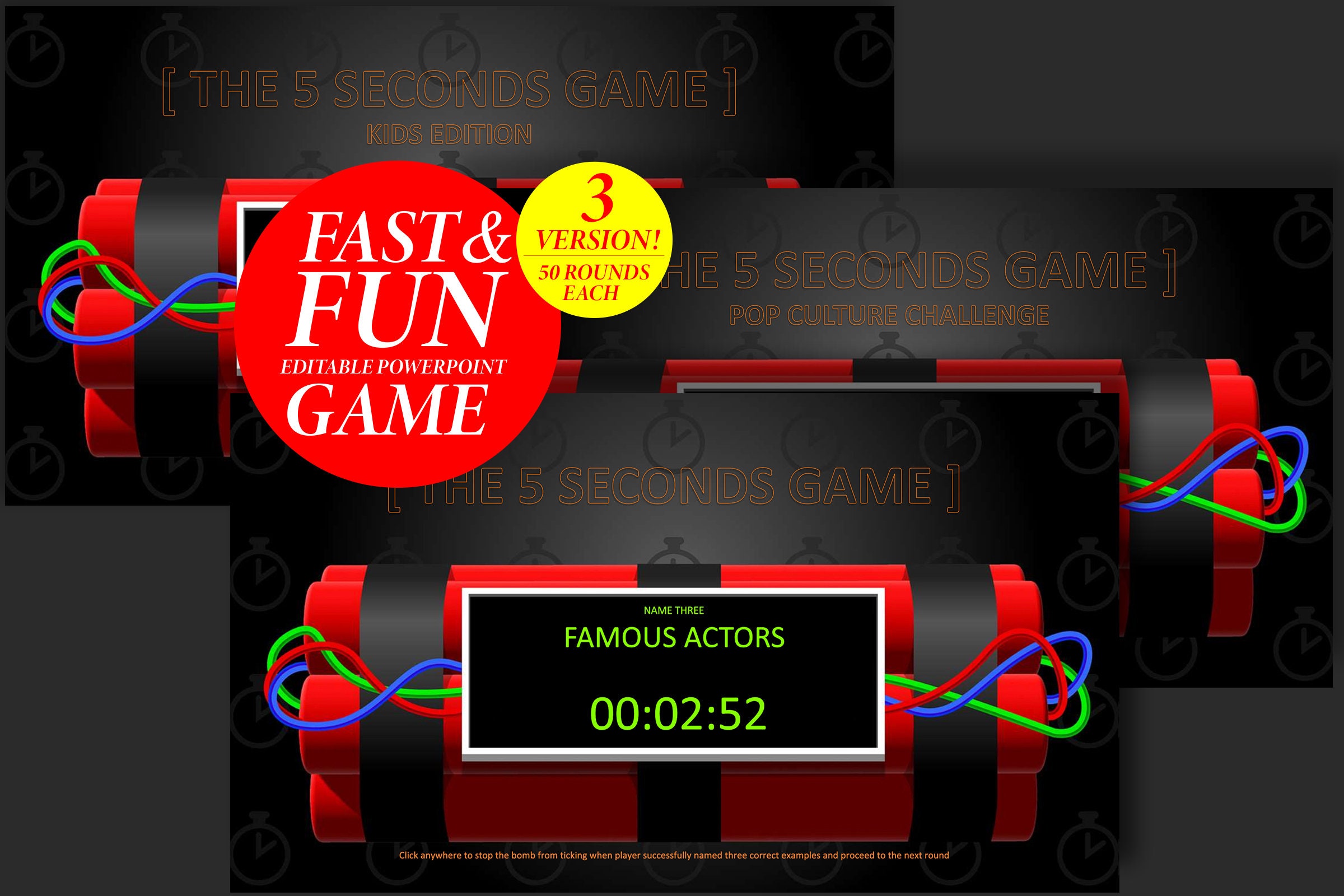 5 Seconds Game Powerpoint Editable Quiz Game Kids Party Game Family ...