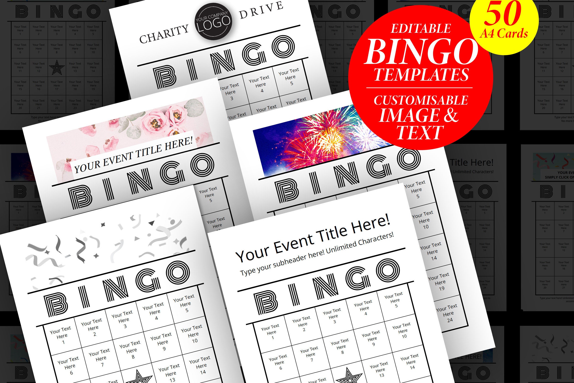 Editable Bingo Card Templates Printable Customisable Bingo Card Wedding ...