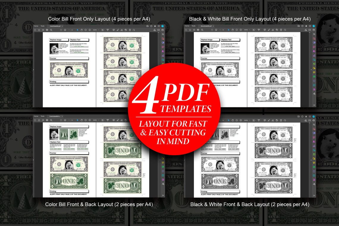 Party Money, Personalise 1 Dollar Bill, Editable Party Play Money ...