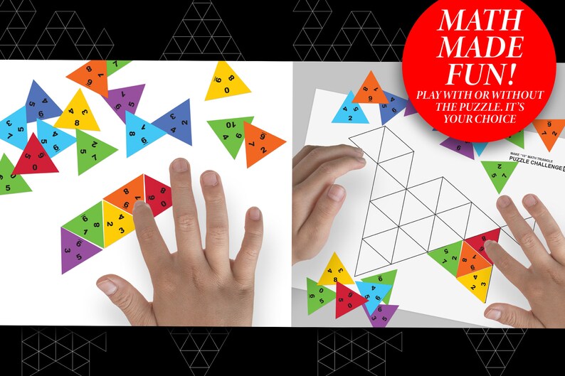 Make Ten Triangle Math Puzzle: Printable Tangram Challenge (PDF) - Etsy