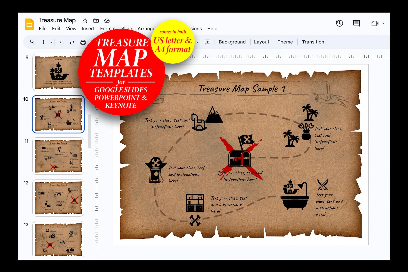 DIY Treasure Hunt Map Printable | Editable Pirate Map | Kids Birthday ...