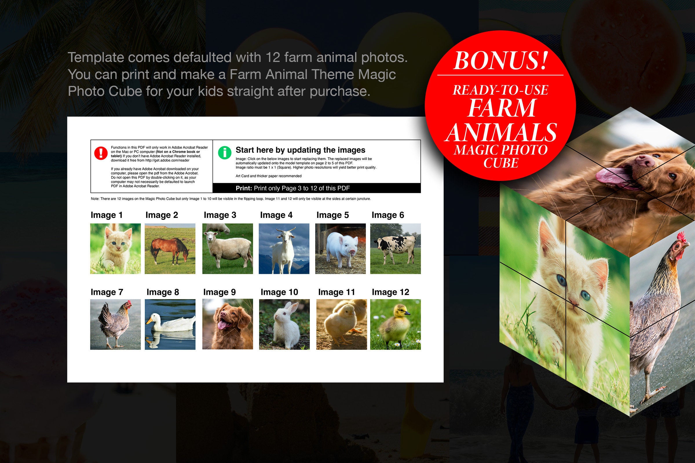 DIY Infinity Photo Cube PDF Template, Rotating Personalise Photo Cube ...