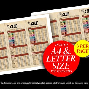 Clue Refill Sheets | Personalise Cluedo Replacement Score Sheet ...