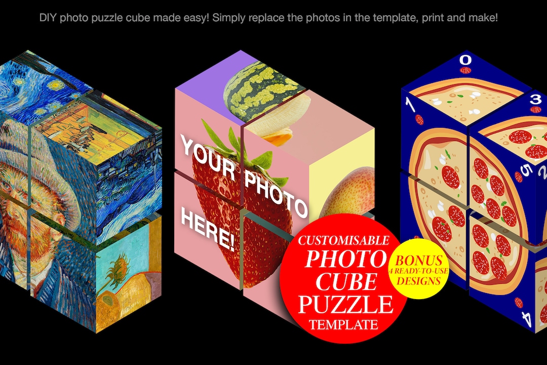 DIY Photo Puzzle Cube | Personalise Photo Cube Template | Home Deco ...