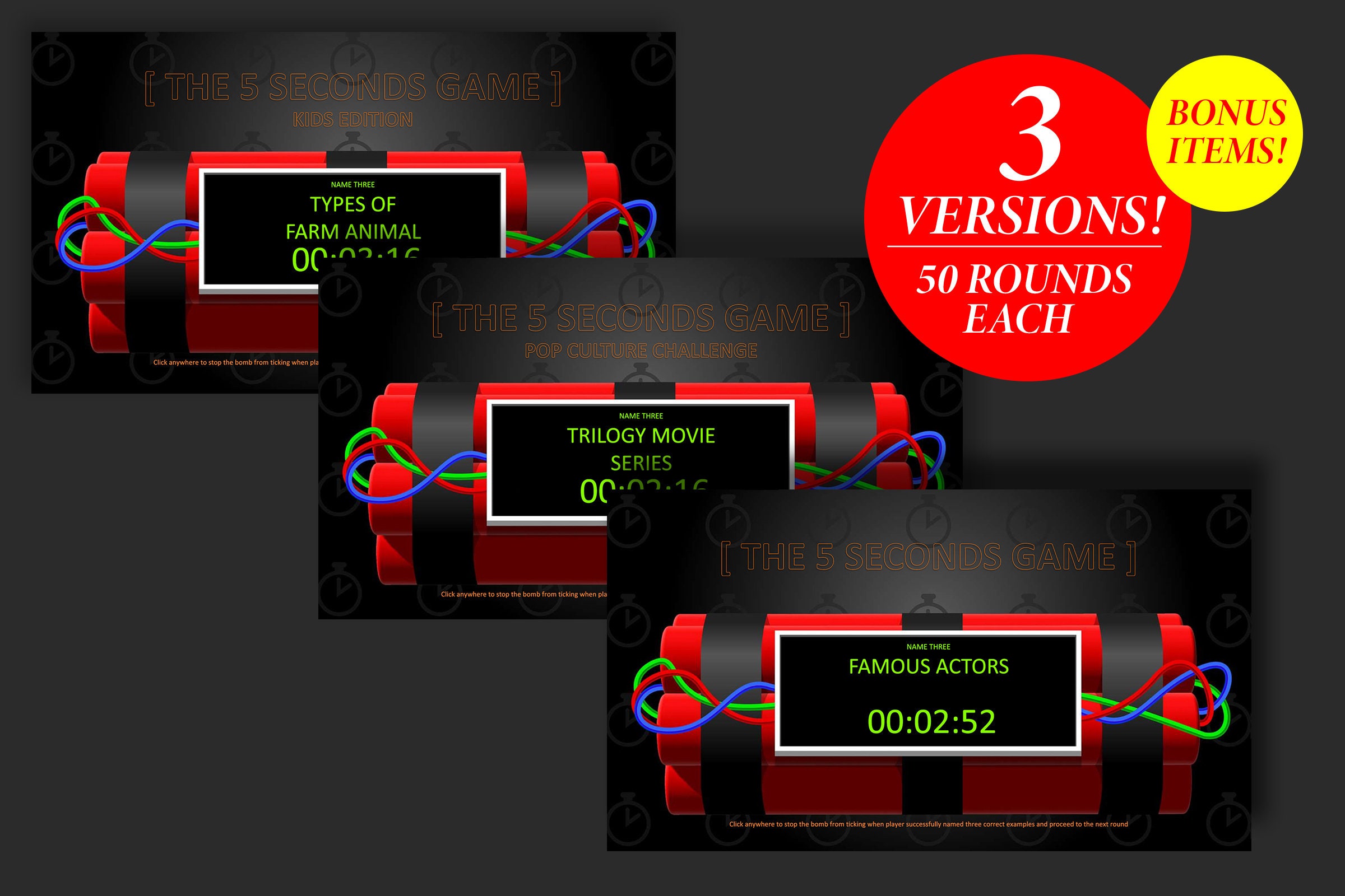 5 Seconds Game Powerpoint Editable Quiz Game Kids Party Game Family ...