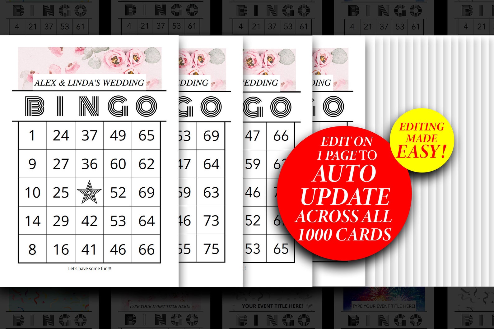 Editable Charity Bingo Card Template: Company Event Fundraiser (PDF ...