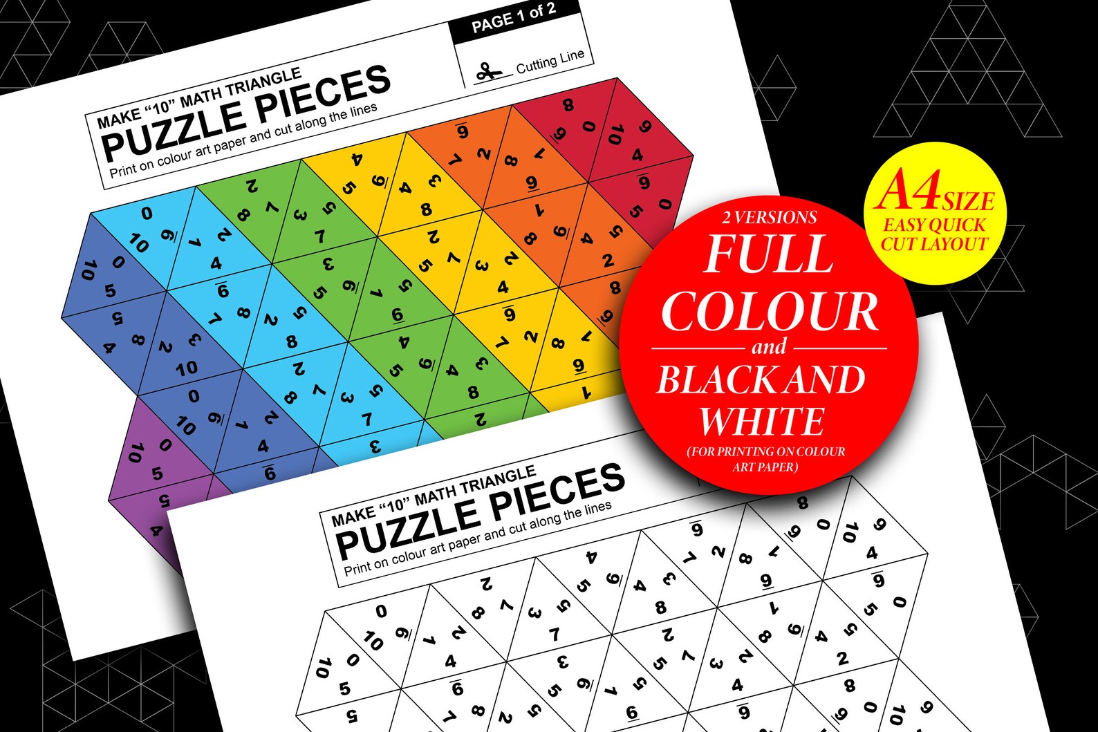 Make Ten Triangle Math Puzzle: Printable Tangram Challenge (PDF) - Etsy