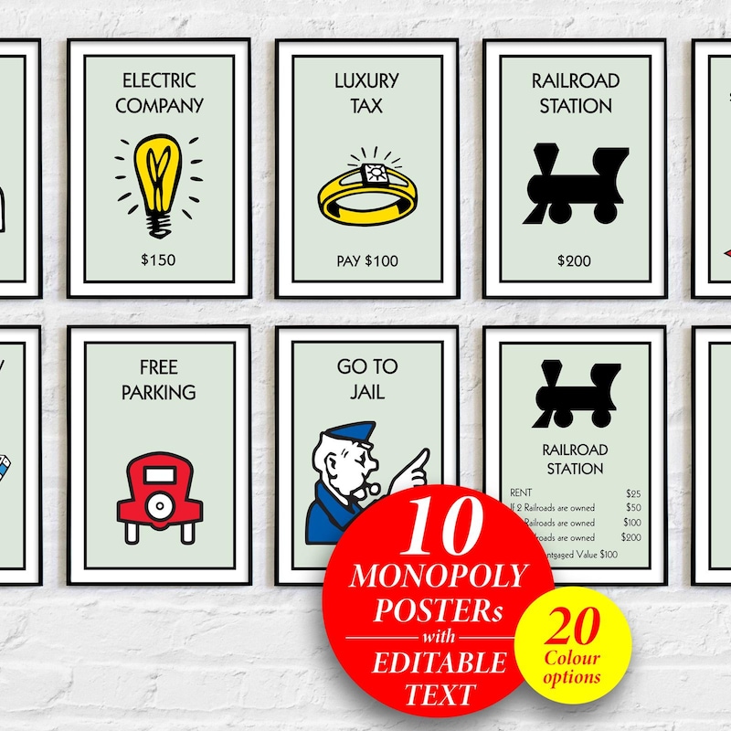 Monopoly Printable Monopoly - Etsy