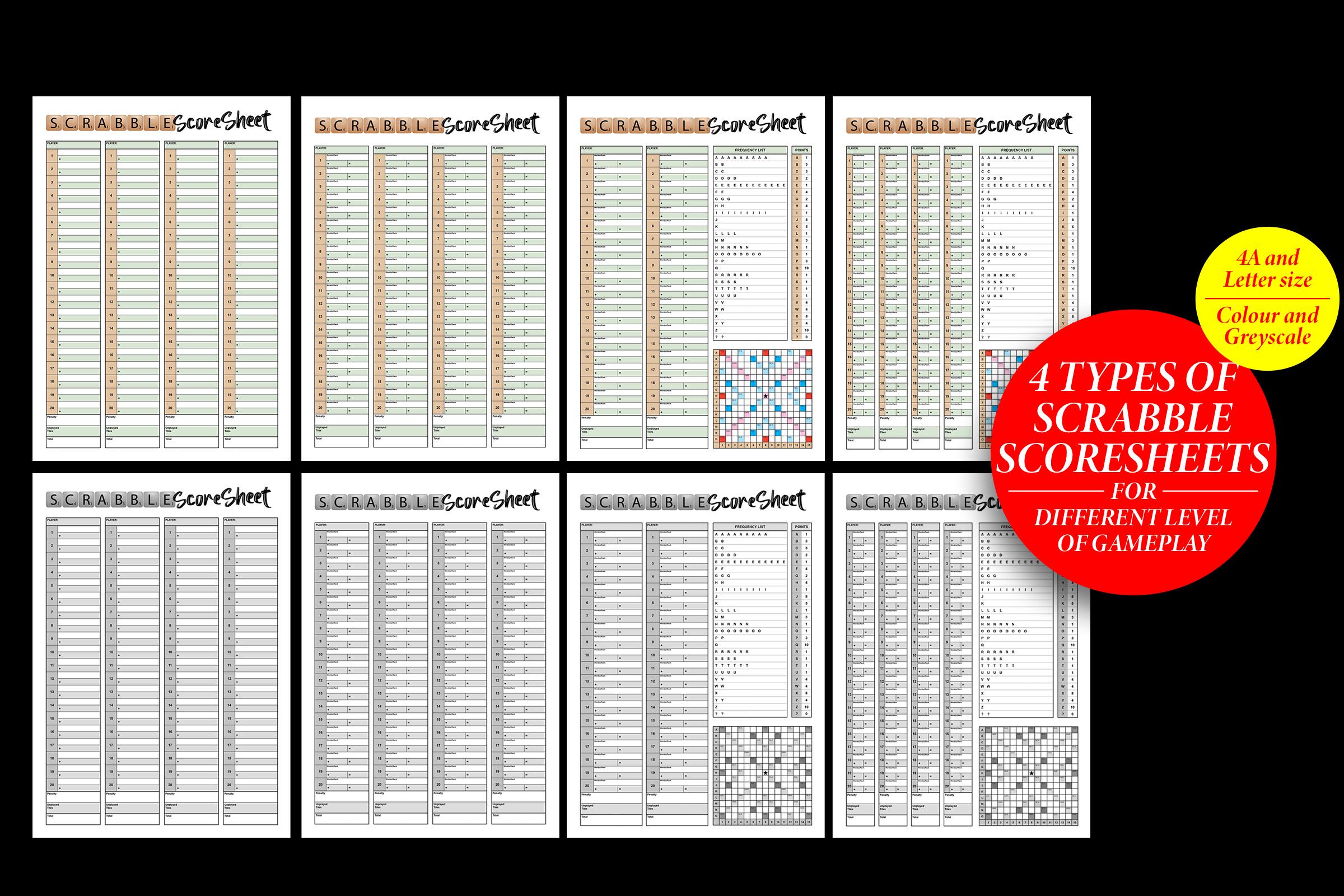 Scrabble Score Card Sheet Printable | Template Score Pads for Scrabble ...