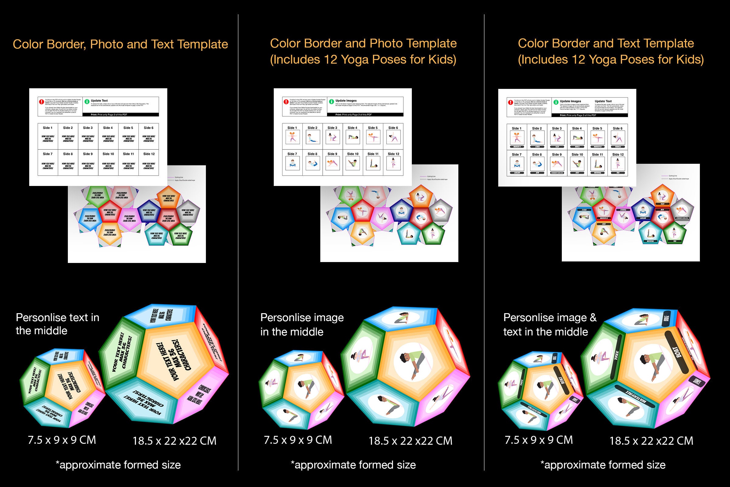 Personalise Photo Cube Dice Template Home Deco Yoga Dice Photo Sphere 6 ...