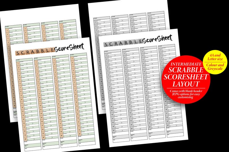 Scrabble Score Card Sheet Printable | Template Score Pads for Scrabble ...