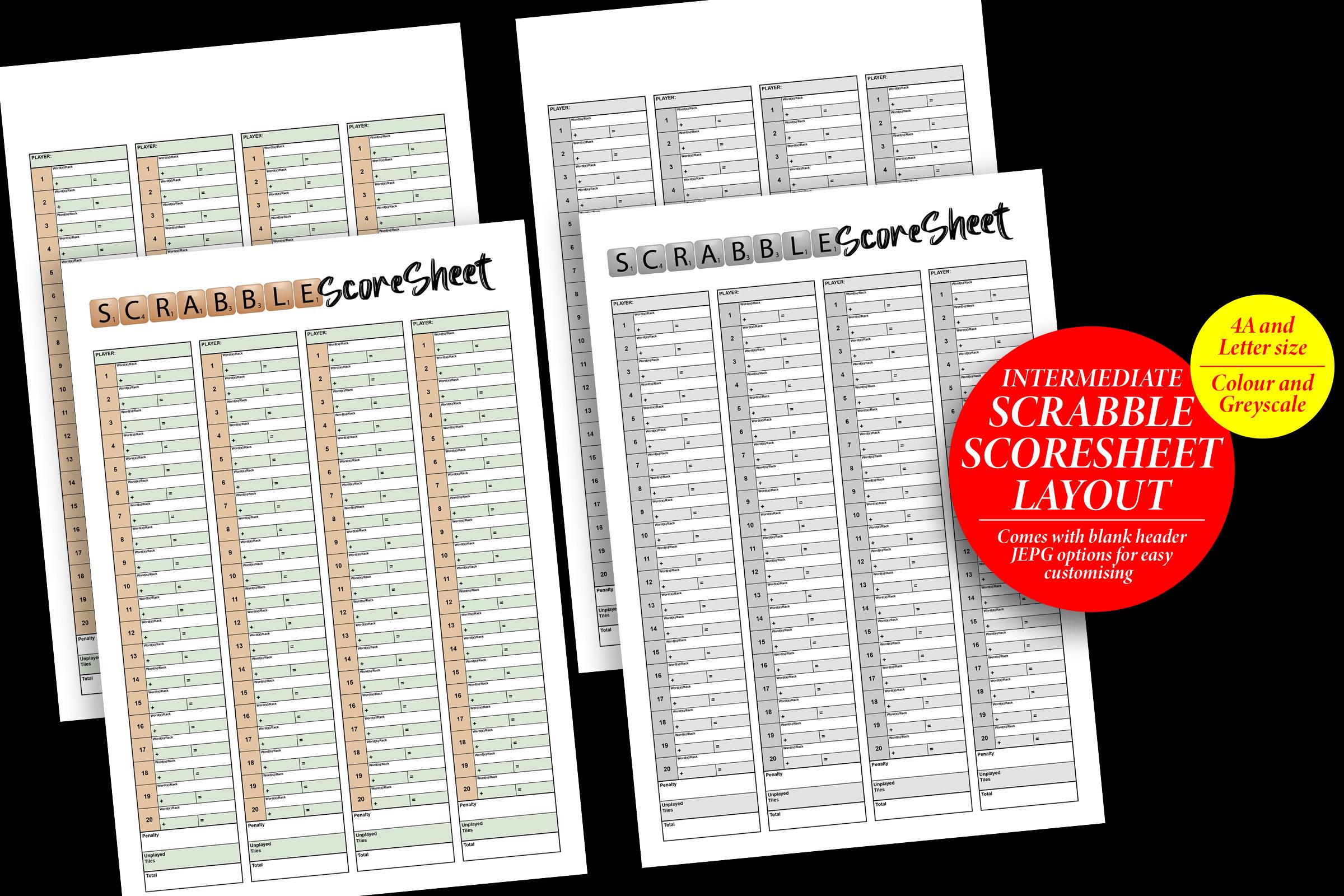Scrabble Score Card Sheet Printable | Template Score Pads for Scrabble ...
