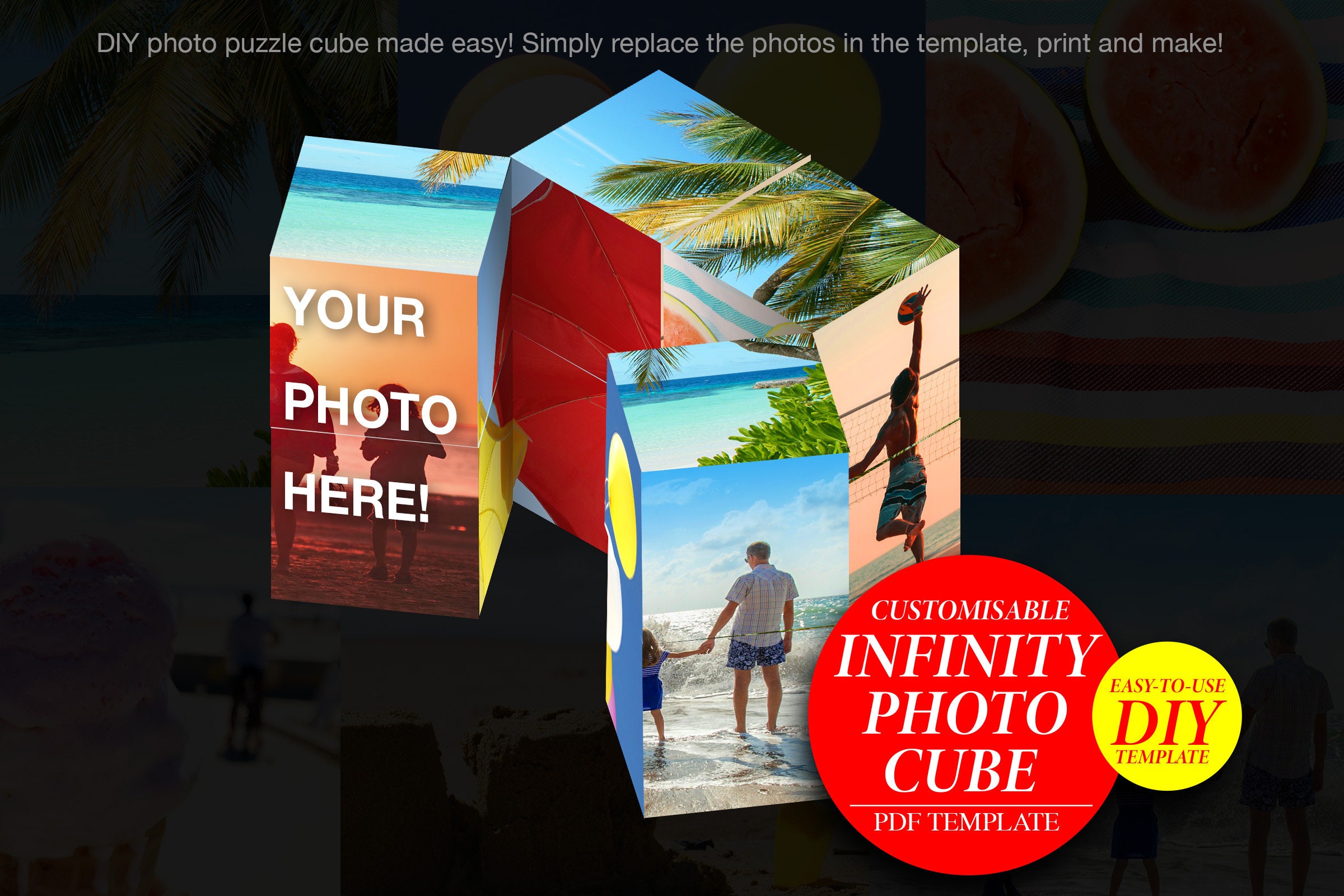DIY Infinity Photo Cube PDF Template, Rotating Personalise Photo Cube ...