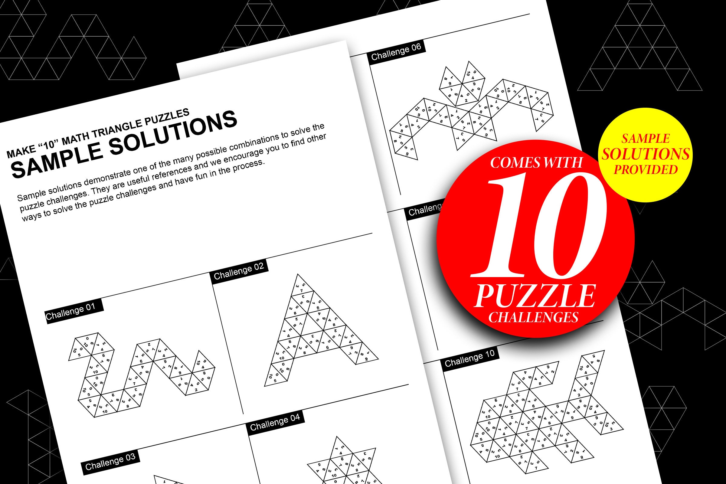 Make Ten Triangle Math Puzzle: Printable Tangram Challenge (PDF) - Etsy