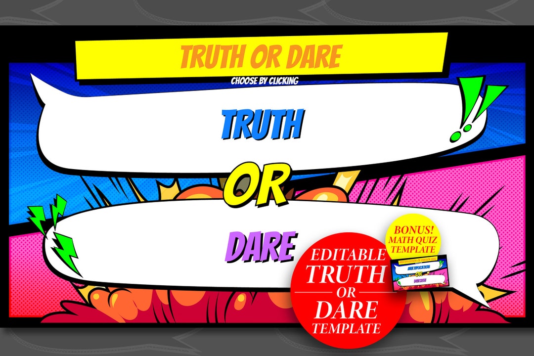 Truth or Dare Digital Template Editable Truth or Dare Game for Kids ...