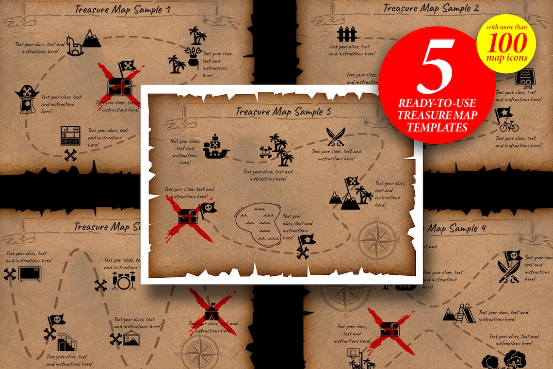 DIY Treasure Hunt Map Printable | Editable Pirate Map | Kids Birthday ...