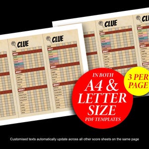 Clue Refill Sheets | Personalise Cluedo Replacement Score Sheet ...