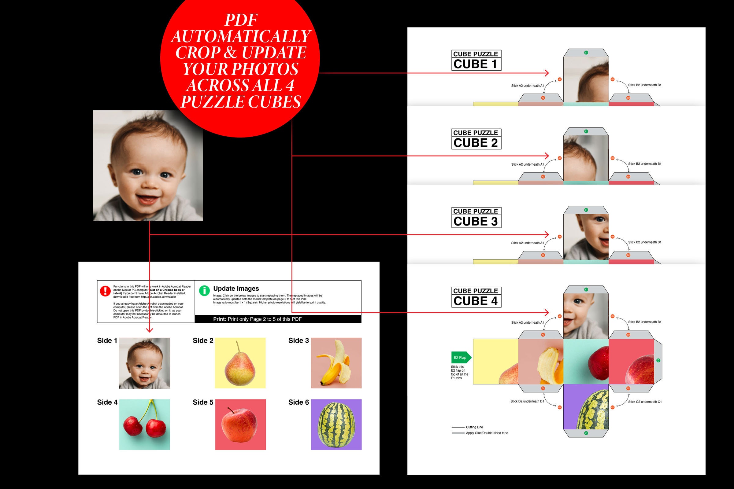 DIY Photo Puzzle Cube | Personalise Photo Cube Template | Home Deco ...