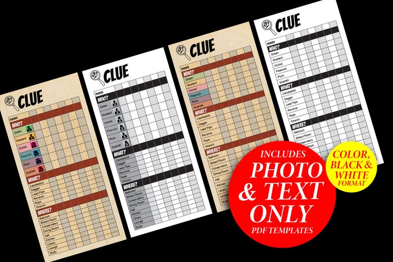 Clue Refill Sheets | Personalise Cluedo Replacement Score Sheet ...