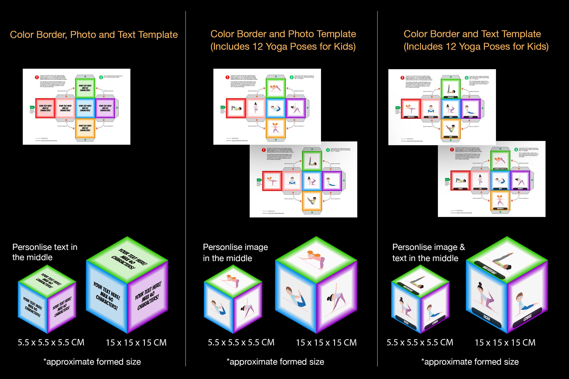 Personalise Photo Cube Dice Template Home Deco Yoga Dice Photo Sphere 6 ...
