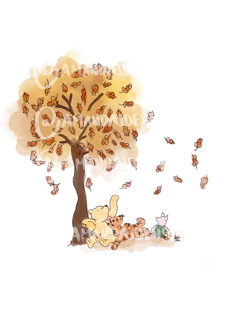 Fall Winnie the Pooh Print Set: Vintage Nursery Decor (digital Download ...