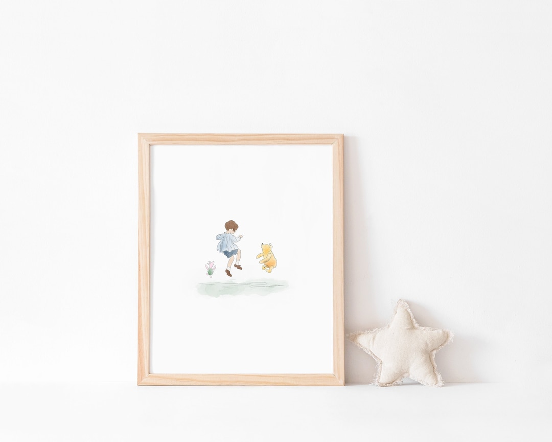 Jumping Christopher Robin Digital Nursery Print Nursery Decor Vintage ...
