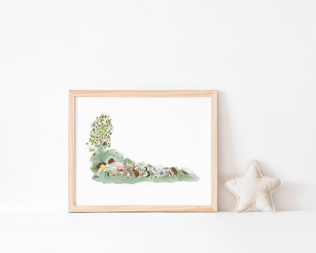 Pooh Stuck in Rabbit Hole Digital Nursery Print Nursery Decor Vintage ...