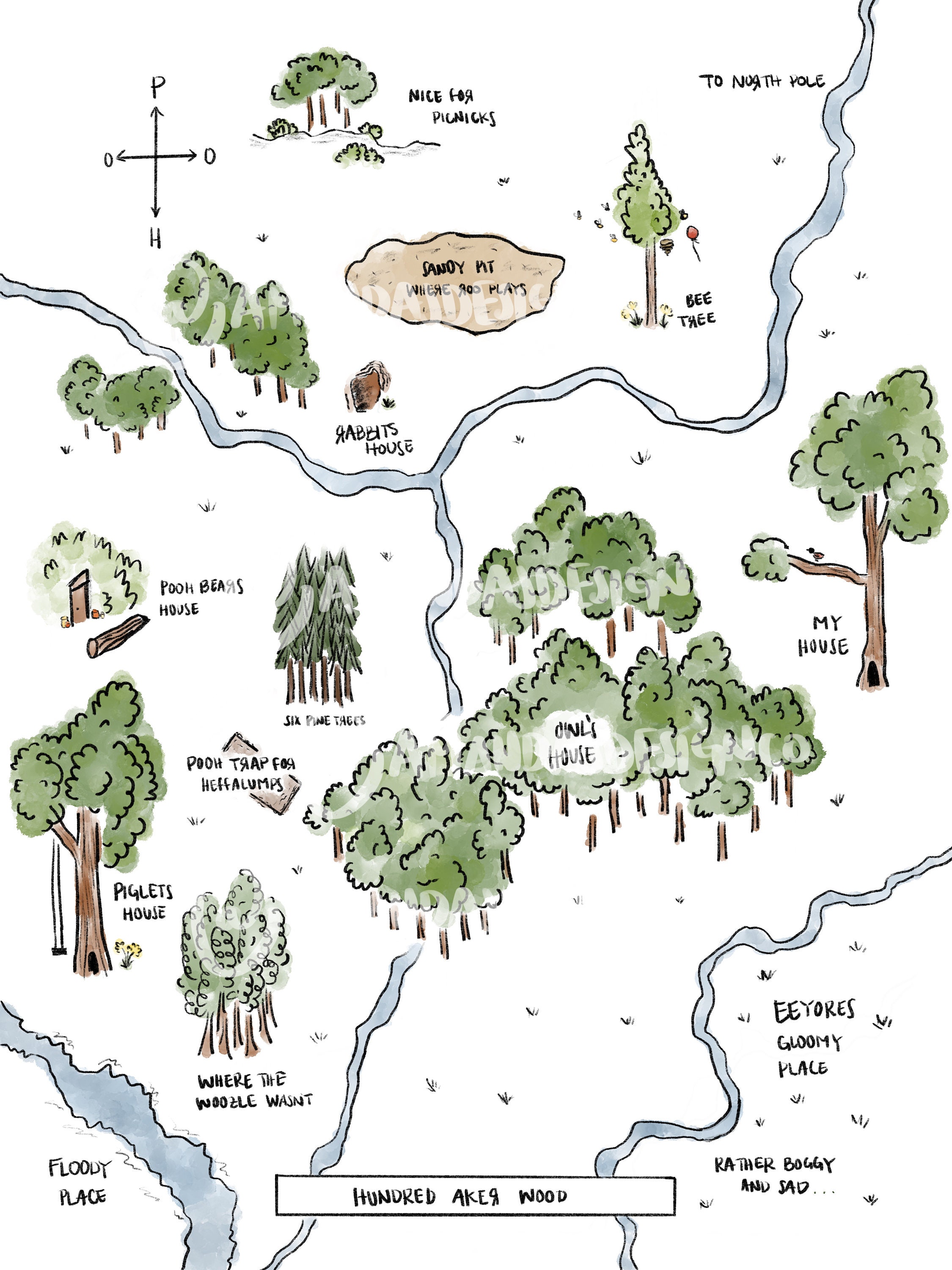 Hundred Acre Wood Map Digital Nursery Print Nursery Decor - Etsy Hong Kong