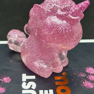 3D Pink Glitter Unicorn Ornament Epoxy Resin Handmade Collectables ...