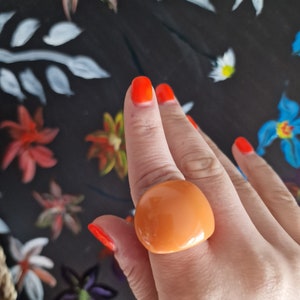 Chunky Dome Rings in Green and Orange/ Size 8 Gift for Her Statement ...