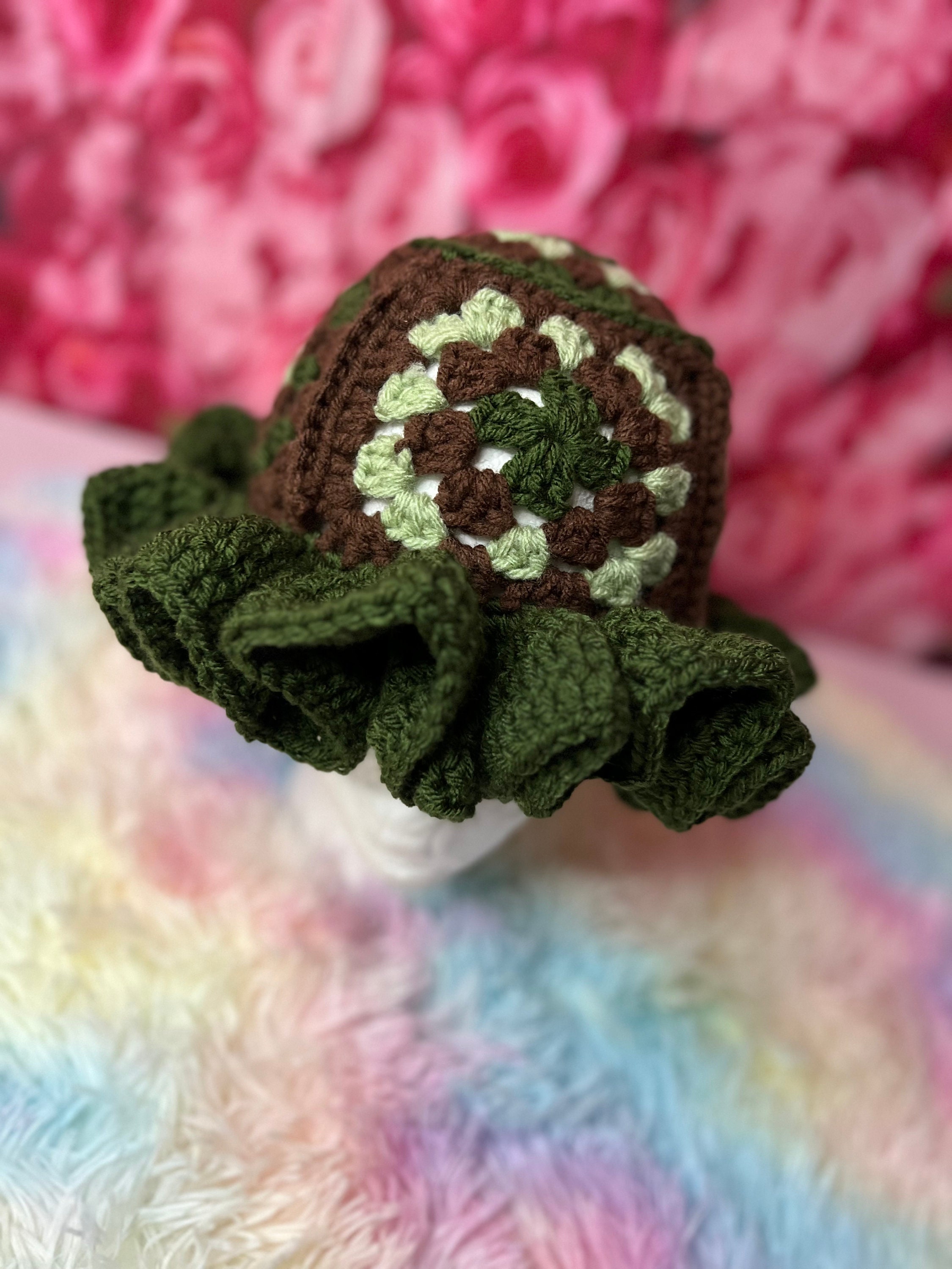 Granny Square Ruffle Bucket Hat - Etsy