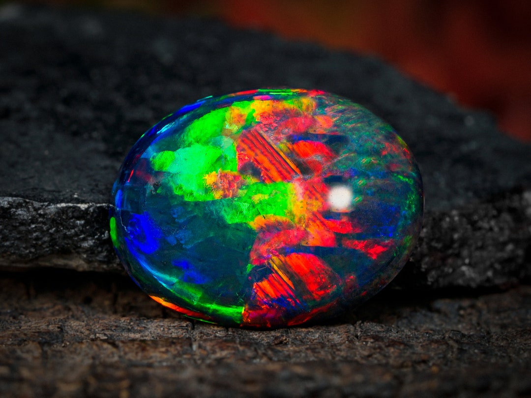 Rarest Top Quality Outstanding Stunning Fire Black Opal Oval Cabochon 4 ...