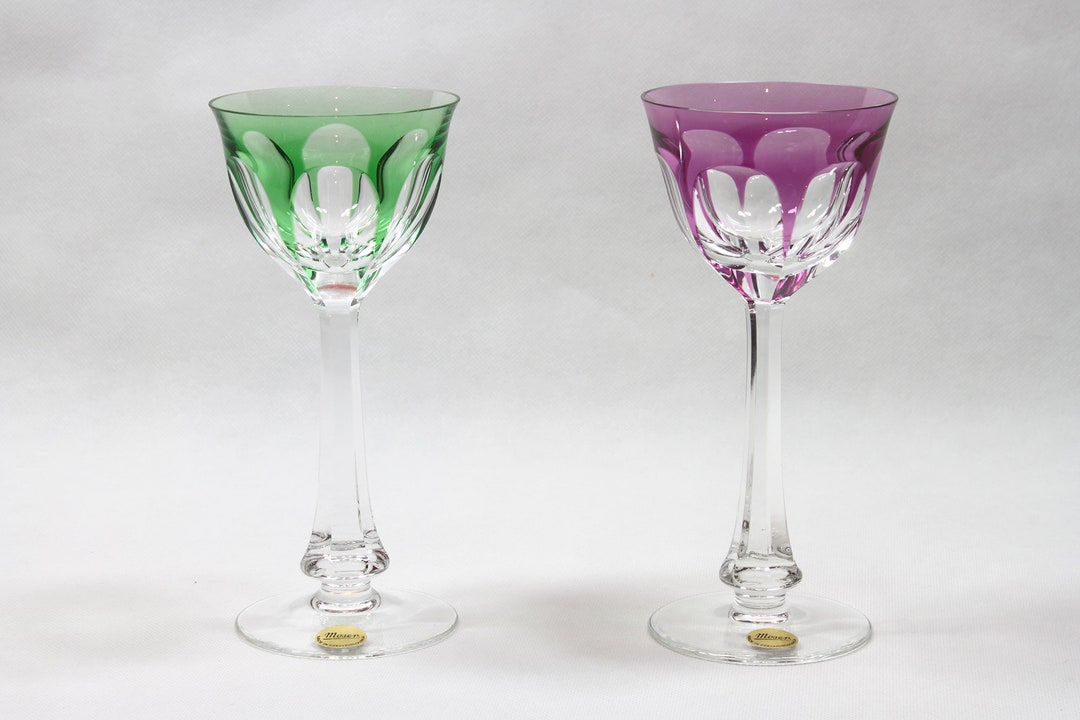 MOSER Set of 2 Lady Hamilton Crystal Wine Glasses by Moser Cut Glass ...