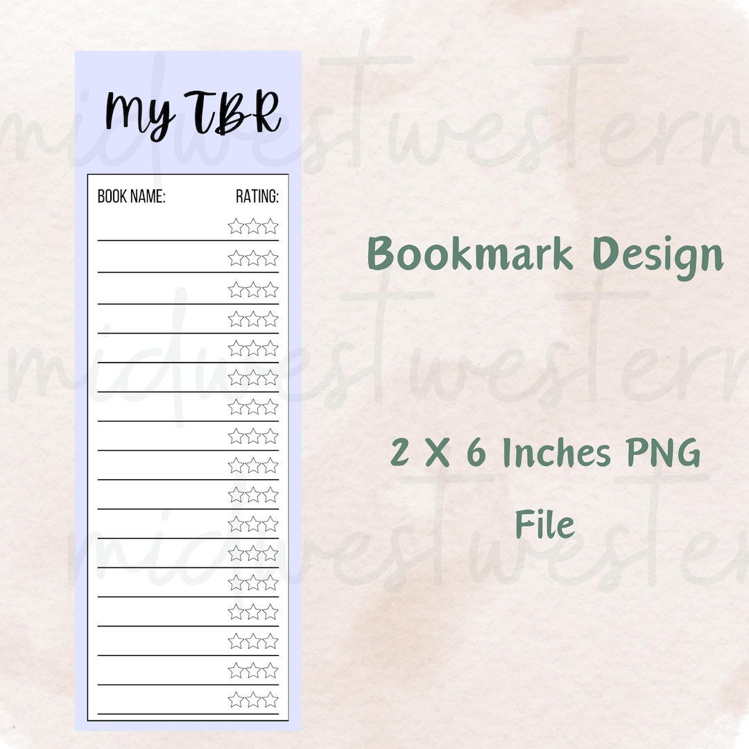MY TBR Bookmark Chart Png, Bookish Png, Tbr Bookmark Design, Tbr ...