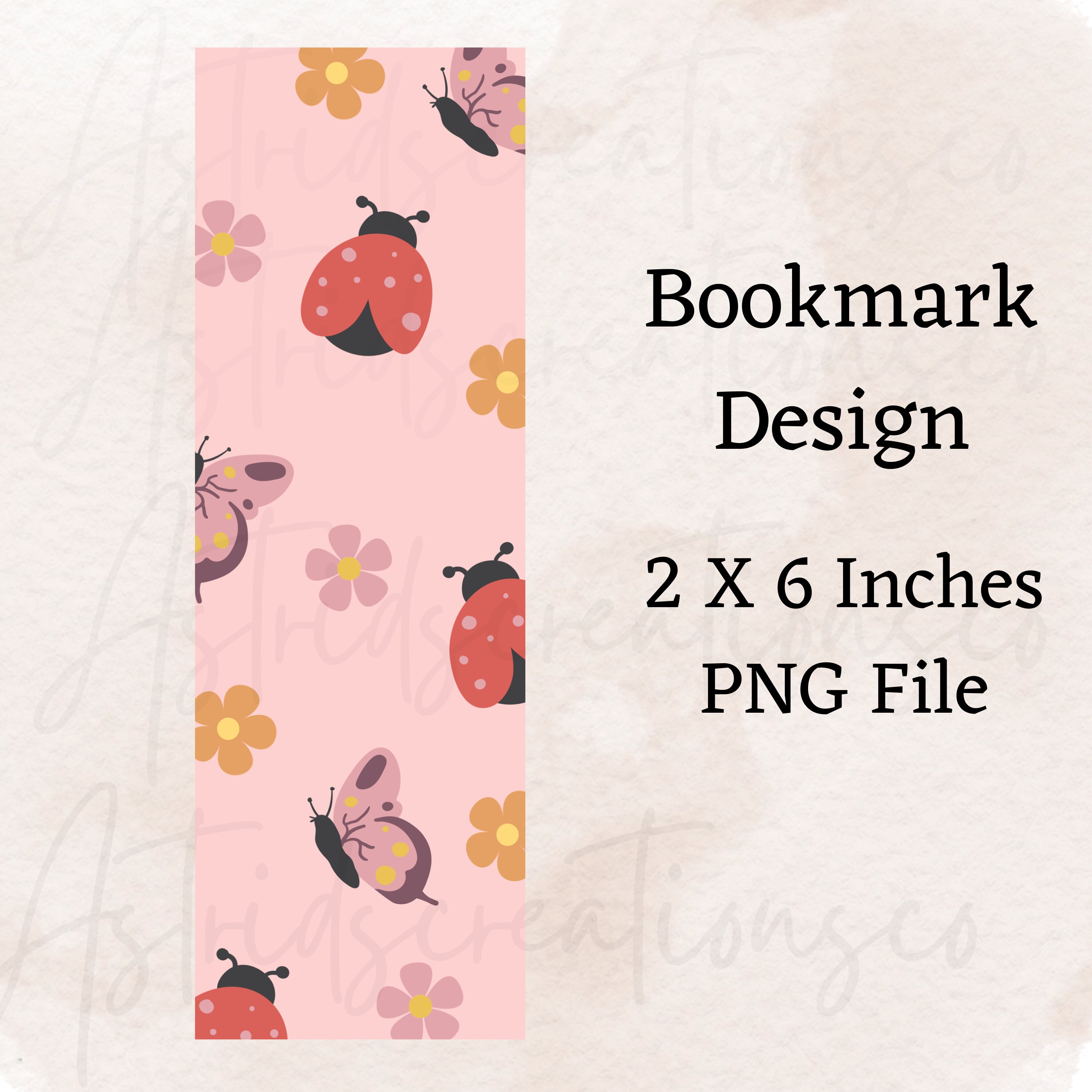 Ladybug and Butterfly Bookmark Png, Cute Floral Bookmark Png, Bookmark ...