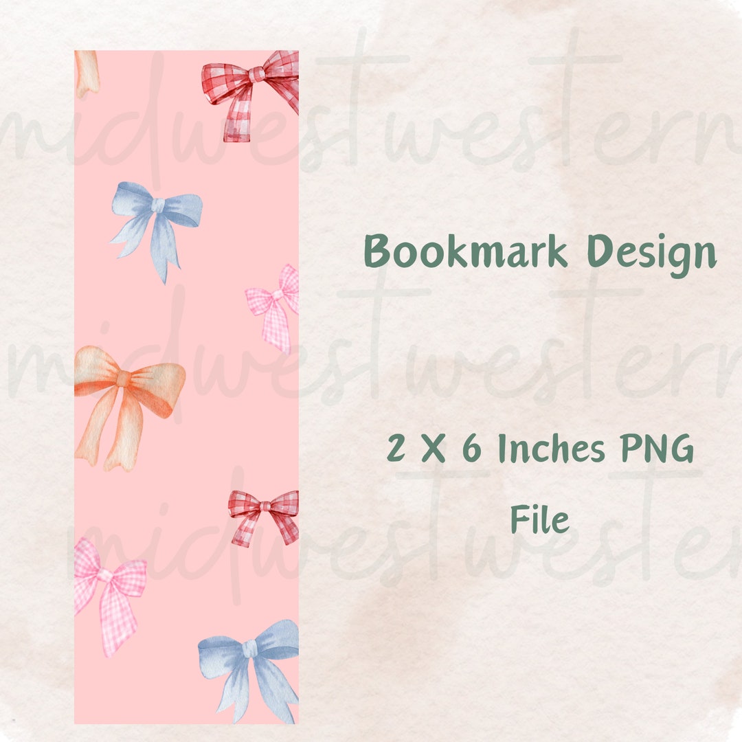 Cute Pink Bows Bookmark Png, Y2k Girly Bookmark Design, Watercolor ...