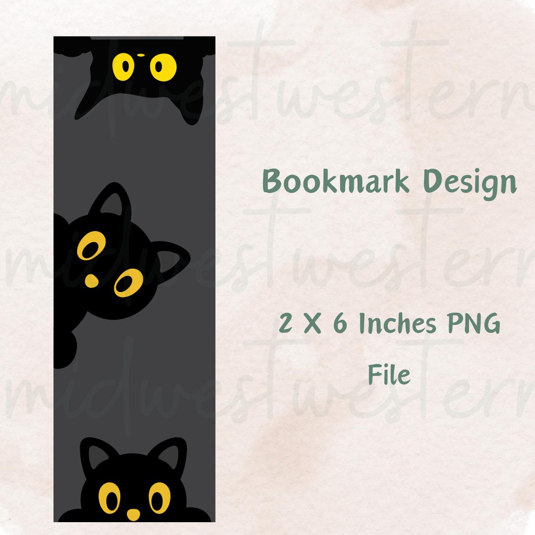 Cartoon Black Cat Bookmark PNG, Cat Digital Download, Animal Bookmark ...