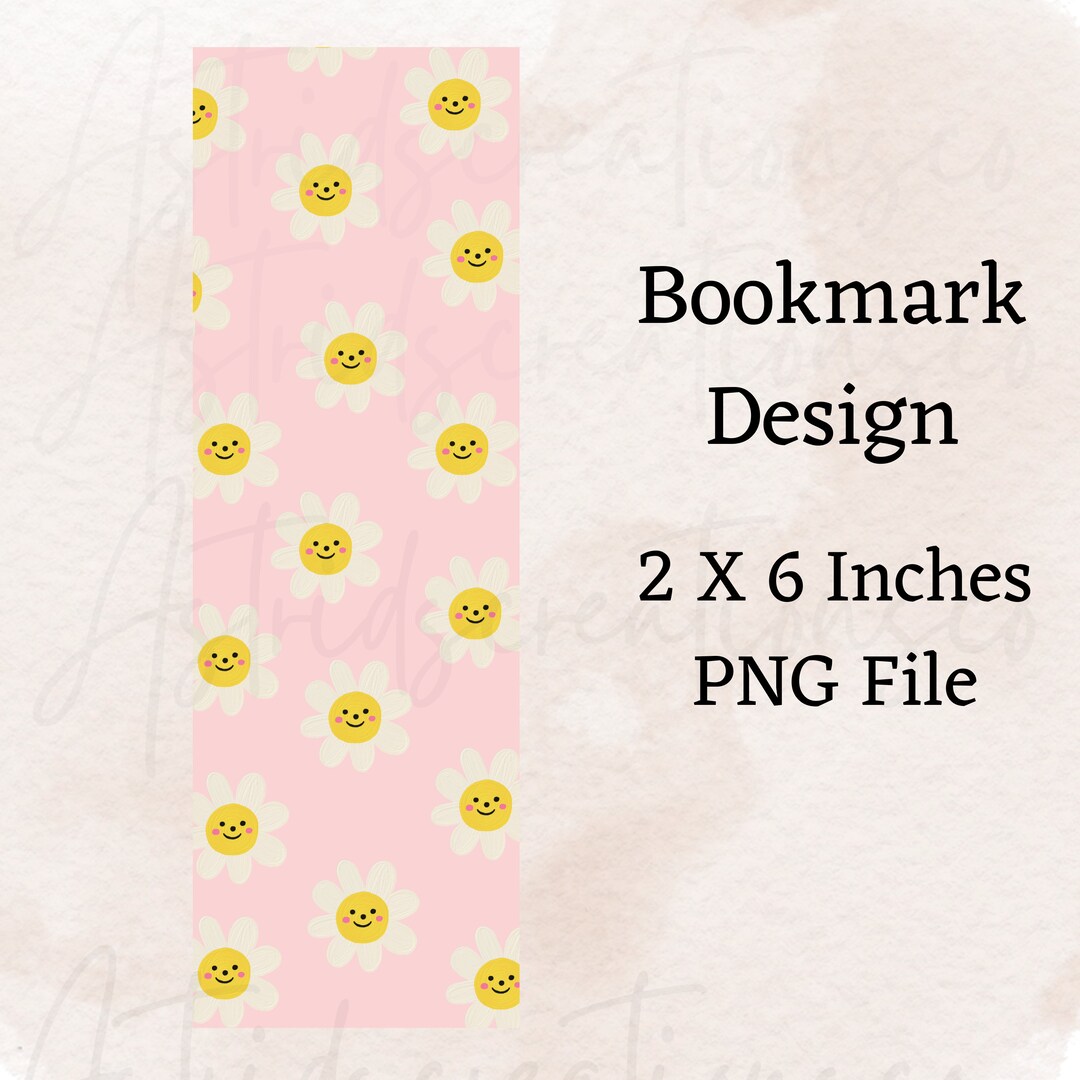 Smiley Daisy Bookmark PNG, Bookmark Digital Download, Cute Floral ...