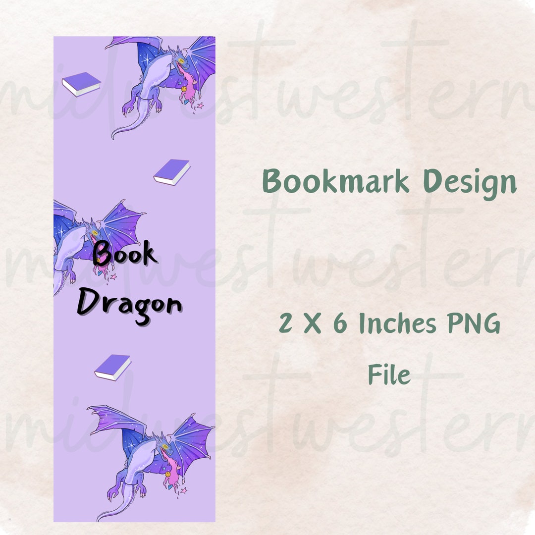 Book Dragon Bookmark Png, Bookmark Design, Bookmark Digital Design ...