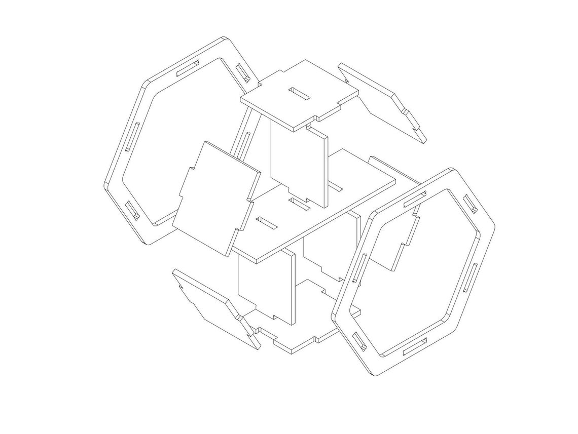 CNC Hexagon Bookshelf. SVG and DXF Format. Digital Plans Download ...