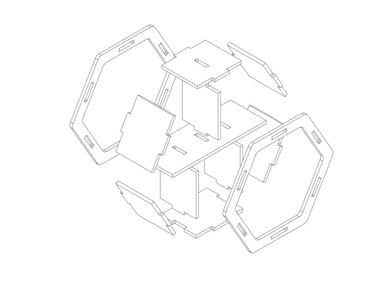 CNC Hexagon Bookshelf. SVG and DXF Format. Digital Plans Download ...