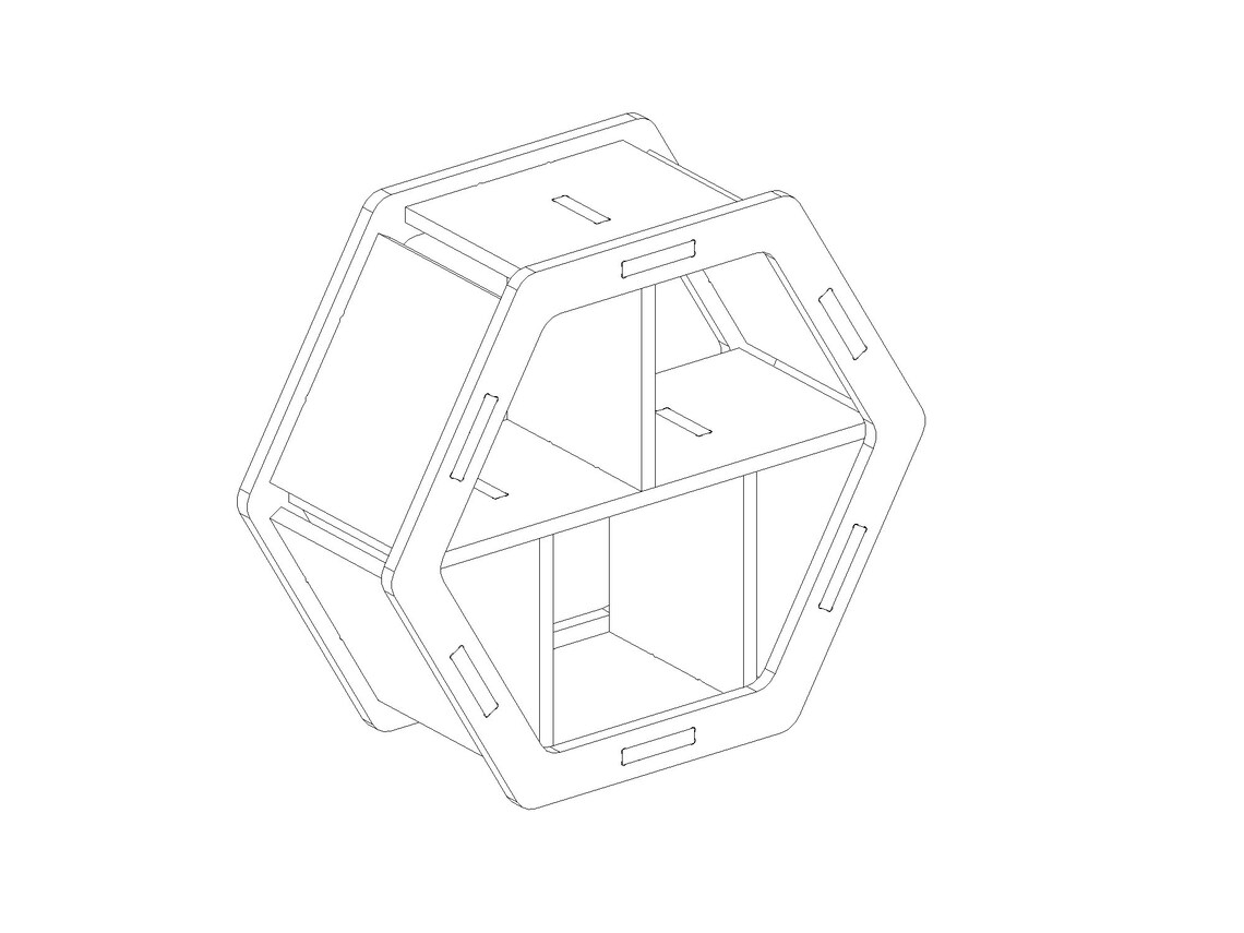 CNC Hexagon Bookshelf. SVG and DXF Format. Digital Plans Download ...